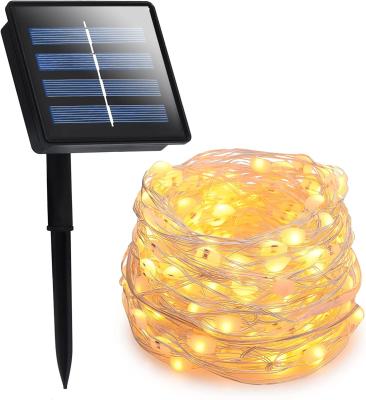 China Warm White Solar Fairy Lights 200 Led Waterproof Copper Wire 8 Modes Solar Powered for sale