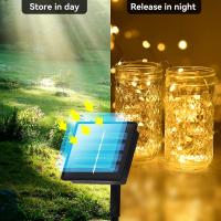 China Warm White Solar Fairy Lights 200 Led Waterproof Copper Wire 8 Modes Solar Powered for sale