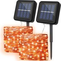 China Orange Halloween Decor Solar String Lights IP65 For Patio Tree Xmas Yard Decoration for sale