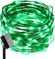 China Solar Powered Copper Wire Led String Lights Green 100 LEDs For Outdoor Christmas for sale