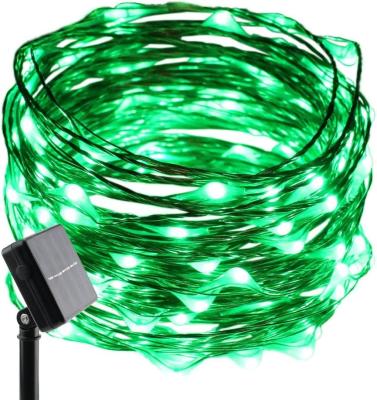 China Solar Powered Copper Wire Led String Lights Green 100 LEDs For Outdoor Christmas for sale