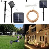 China Solar Powered Copper Wire Led String Lights Green 100 LEDs For Outdoor Christmas for sale