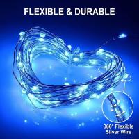 China Blue Outdoor Solar Copper Wire Lights Dual Powered Battery Operated String Lights For Birthday for sale