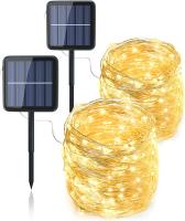 China Fairy 200 LED Solar Copper Wire Lights For Patio Garden Warm White 8 Modes for sale