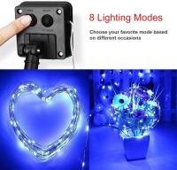 China Blue Solar Powered String Lights 8 Modes Copper Wire Lights For Homes Decorations for sale