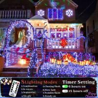 China 50m Christmas String Lights Blue With Remote 8 Modes Memory Timer Decor For Home for sale