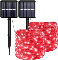 China Red Solar Christmas String Lights 100pcs 8 Modes Fairy Lights For Valentine'S Day for sale