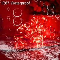 China Red Solar Christmas String Lights 100pcs 8 Modes Fairy Lights For Valentine'S Day for sale