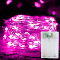 China Indoor Battery Operated Pink Christmas Fairy Lights With Timer Copper Wire Starry Lights for sale