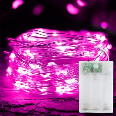 China Indoor Battery Operated Pink Christmas Fairy Lights With Timer Copper Wire Starry Lights for sale