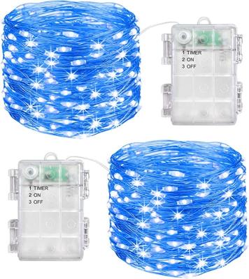 China Battery Operated Blue String Lights 100 LED Copper Wire Twinkle Lights For Christmas DIY Decor for sale