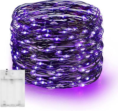 China Purple Bright Copper Wire Battery Operated Waterproof Lights Christmas Decorations for sale