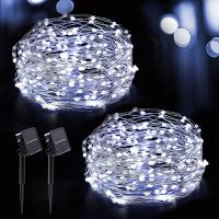 China 20m Solar Copper Wire Lights Cold White Outdoor 8 Modes Waterproof  For Tent Tree Decoration for sale