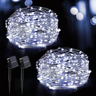 China 20m Solar Copper Wire Lights Cold White Outdoor 8 Modes Waterproof  For Tent Tree Decoration for sale