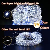 China 20m Solar Copper Wire Lights Cold White Outdoor 8 Modes Waterproof  For Tent Tree Decoration for sale