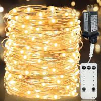 China 240V Warm White Christmas Fairy Lights With Remote Plug In Copper Wire Lights for sale