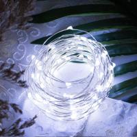 China 100 LED Cold White Firefly String Lights Waterproof On Silver Coated Copper Wire For Christmas Decorations for sale