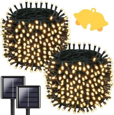 China 3200k 3 W  600 LED Solar String Lights Green Wire For Garden for sale