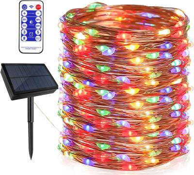 China Multicolor Solar Copper Wire Lights 30m For Christmas Wedding Decoration for sale
