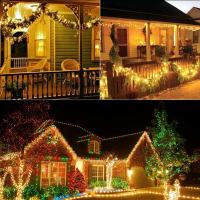 China PSE IP 65 Warm White Solar Fairy Lights 400 LED 8 Modes Silver Wire For Fence Decoration for sale