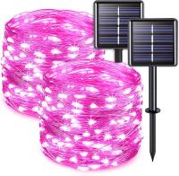 China IP44 Solar Christmas String Lights 100 LED Pink Solar Fairy Lights For Valentine's Day for sale