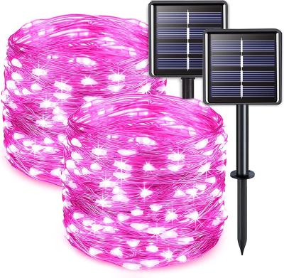 China IP44 Solar Christmas String Lights 100 LED Pink Solar Fairy Lights For Valentine's Day for sale