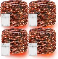 China Bright Orange Copper Wire Fairy String Lights Battery Operated Halloween Decorations for sale