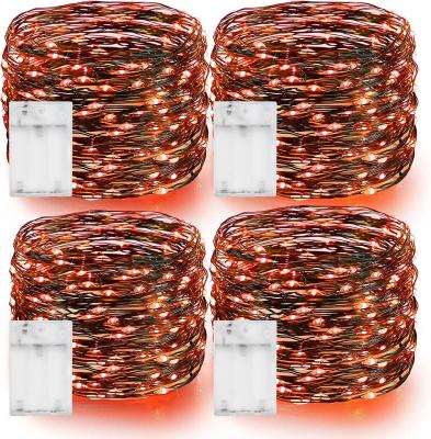 China Bright Orange Copper Wire Fairy String Lights Battery Operated Halloween Decorations for sale