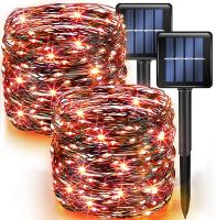 China Orange Halloween Solar Powered Fairy Lights For Outdoor Yard Party Patio Decor for sale