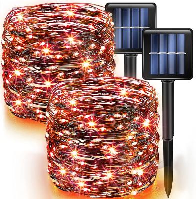 China Orange Halloween Solar Powered Fairy Lights For Outdoor Yard Party Patio Decor for sale