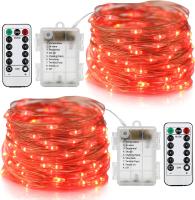 China Red LED Fairy String Lights Battery Operated Remote Control Timer Christmas Decor for sale