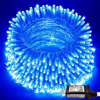 China 30V Blue Christmas String Lights Indoor 200 LED Clear Wire Plug In Halloween Tree Wall Decor for sale