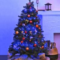 China 30V Blue Christmas String Lights Indoor 200 LED Clear Wire Plug In Halloween Tree Wall Decor for sale