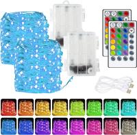 China Silver Copper Wire RGB String Lights Color Changing Battery Operated With Remote for sale