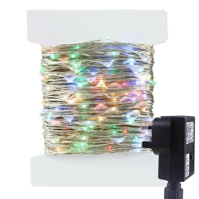 China Multicolor DC 3V Copper Wire Lights 10m Length Plug In Outdoor String Lights for sale