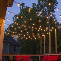 China Backyard Warm White Solar Festoon Lights Outdoor 25 Bulbs Waterproof 1w for sale
