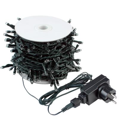 China 50M 50Hz Christmas Tree Yellow Lights 500 LED Wedding Fairy Lights Green Cable for sale