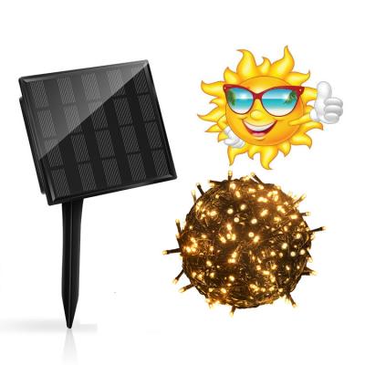 China Outdoor Lawn Patio Landscape Solar Christmas String Lights 200 LED Christmas Yellow for sale
