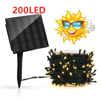 China PVC Yellow Solar Christmas String Lights 250MA Outdoor 200 LED for sale