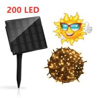 China PVC Yellow Solar Christmas String Lights 250MA Outdoor 200 LED for sale