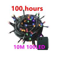 China 100 LED Christmas Tree Lights Green Cable 28V 10m Length Multi Colored Patio Lights for sale