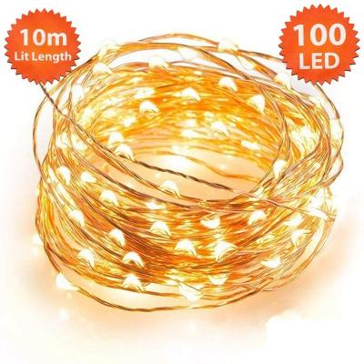 China DC 5V Battery Copper Wire Lights Yellow 1M LED String Lights For Bedroom for sale