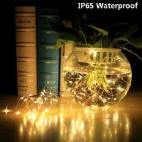 China Yellow Solar Powered Copper Wire Lights Garden 1000 MAH 20m Length for sale