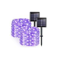 China Wedding Party Decor Remote Control Solar Copper Wire Lights 300MAH 20M Purple for sale