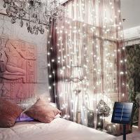 China 250MA Solar Powered String Lights 100 LED Remote Cool White Icicle Lights 600LM for sale