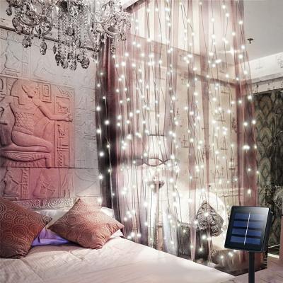 China 250MA Solar Powered String Lights 100 LED Remote Cool White Icicle Lights 600LM for sale
