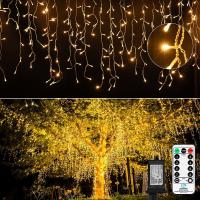 China 200 Green Wire LED Icicle Lights Warm White USB Powered With Remote Control for sale