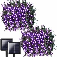 China Purple Outdoor Solar Christmas String Lights 5V 450MA 50M Length for sale