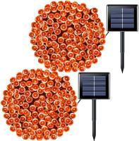 China 8 Modes Orange Halloween String Lights Green Wire 70m 3.7V Battery for sale