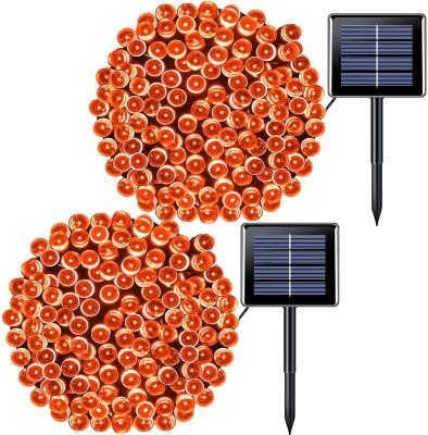 China 8 Modes Orange Halloween String Lights Green Wire 70m 3.7V Battery for sale